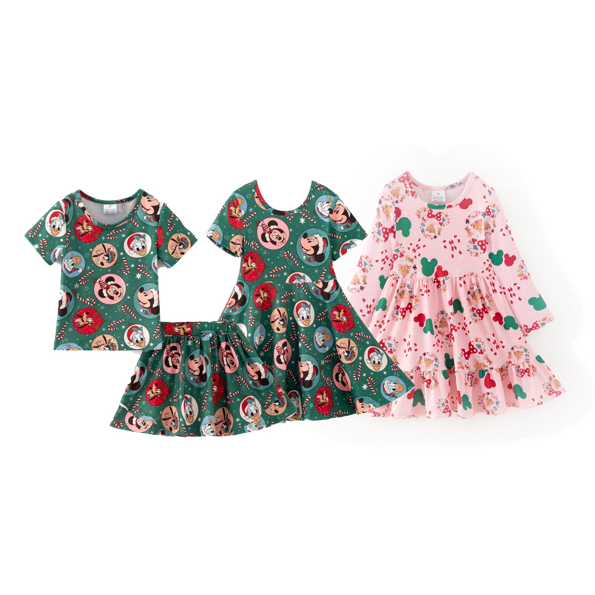 （Pre Order,Prepack Zone）Girls Christmas Cartoon Print Dress（Mix Size）