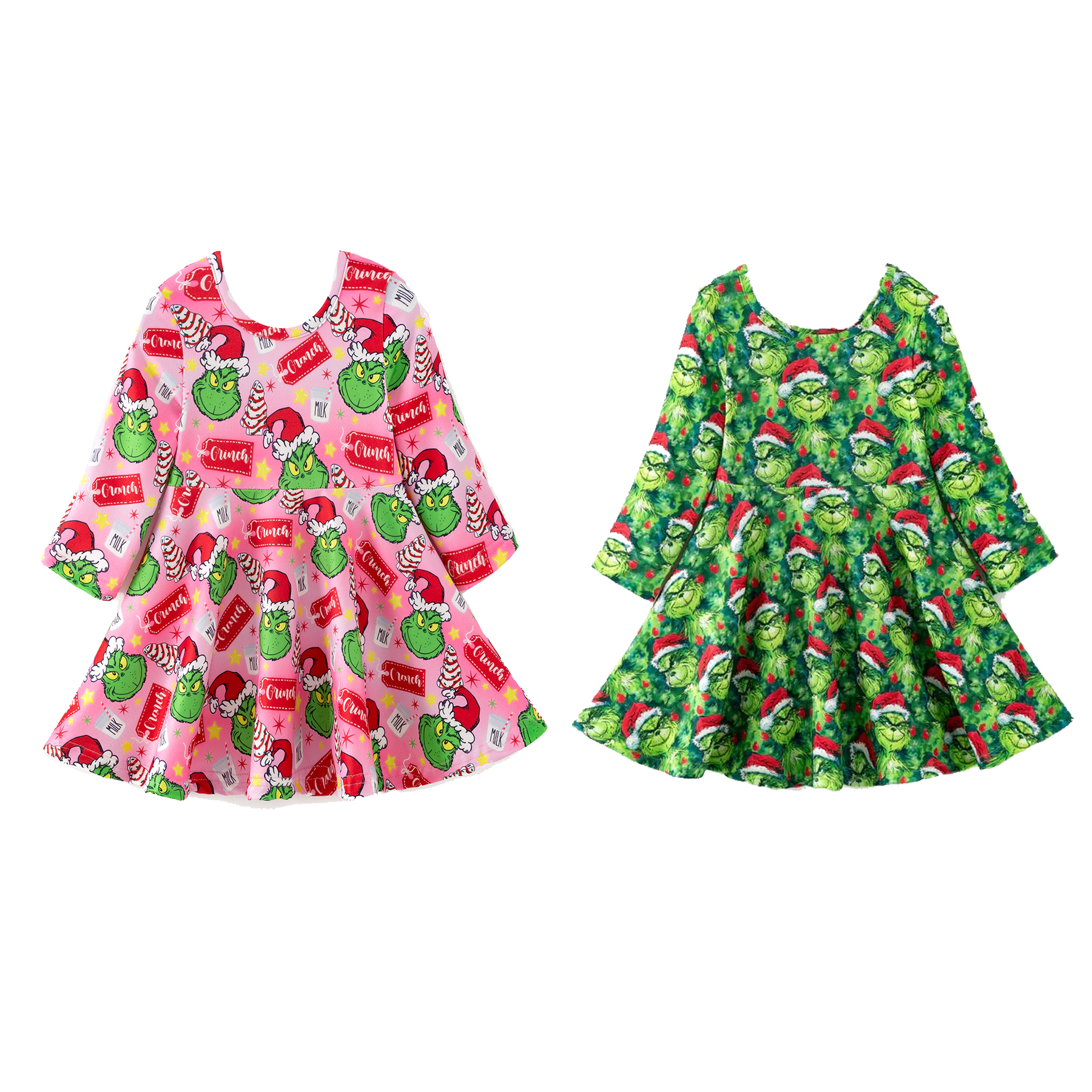 （Pre Order,Prepack Zone）Girls Christmas Cartoon Print Dress（Mix Size）
