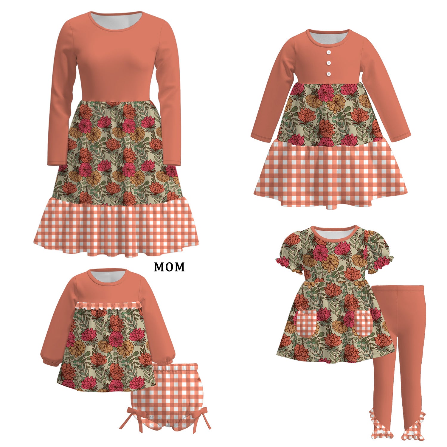 （Pre Order）Family Fall Floral Print Dress&Set