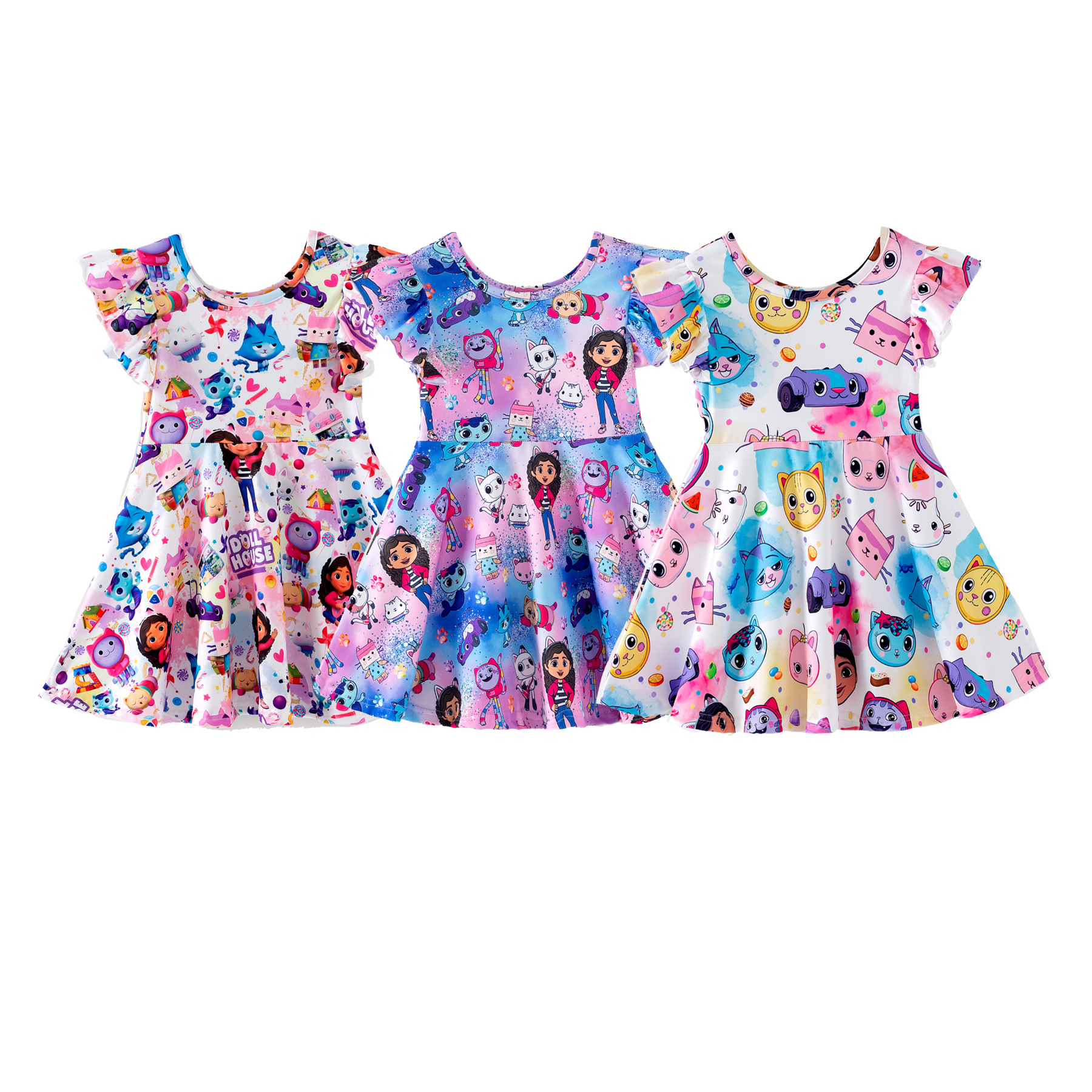 （Pre Order,Prepack Zone）Girls Spring&Summer Cartoon Print Dress（Mix Si