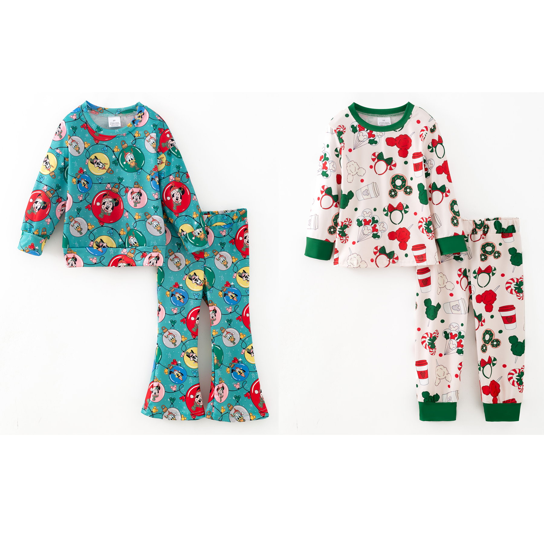 （Pre Order,Prepack Zone）Family Cartoon Print Twill Sweatshirt Suit&Paj
