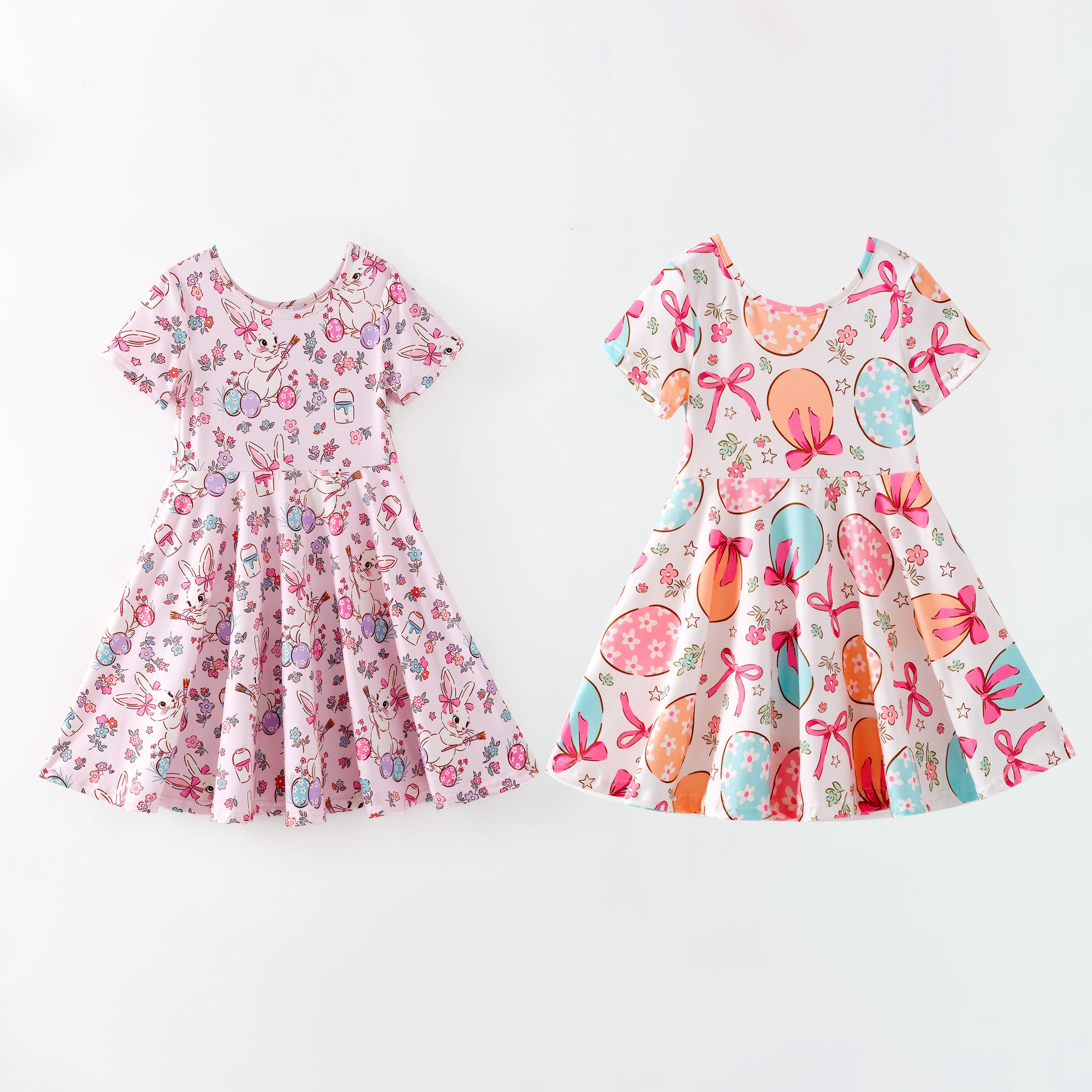 （Pre Order,Prepack Zone）Girls Easter Bunny Print Dress（Mix Size）