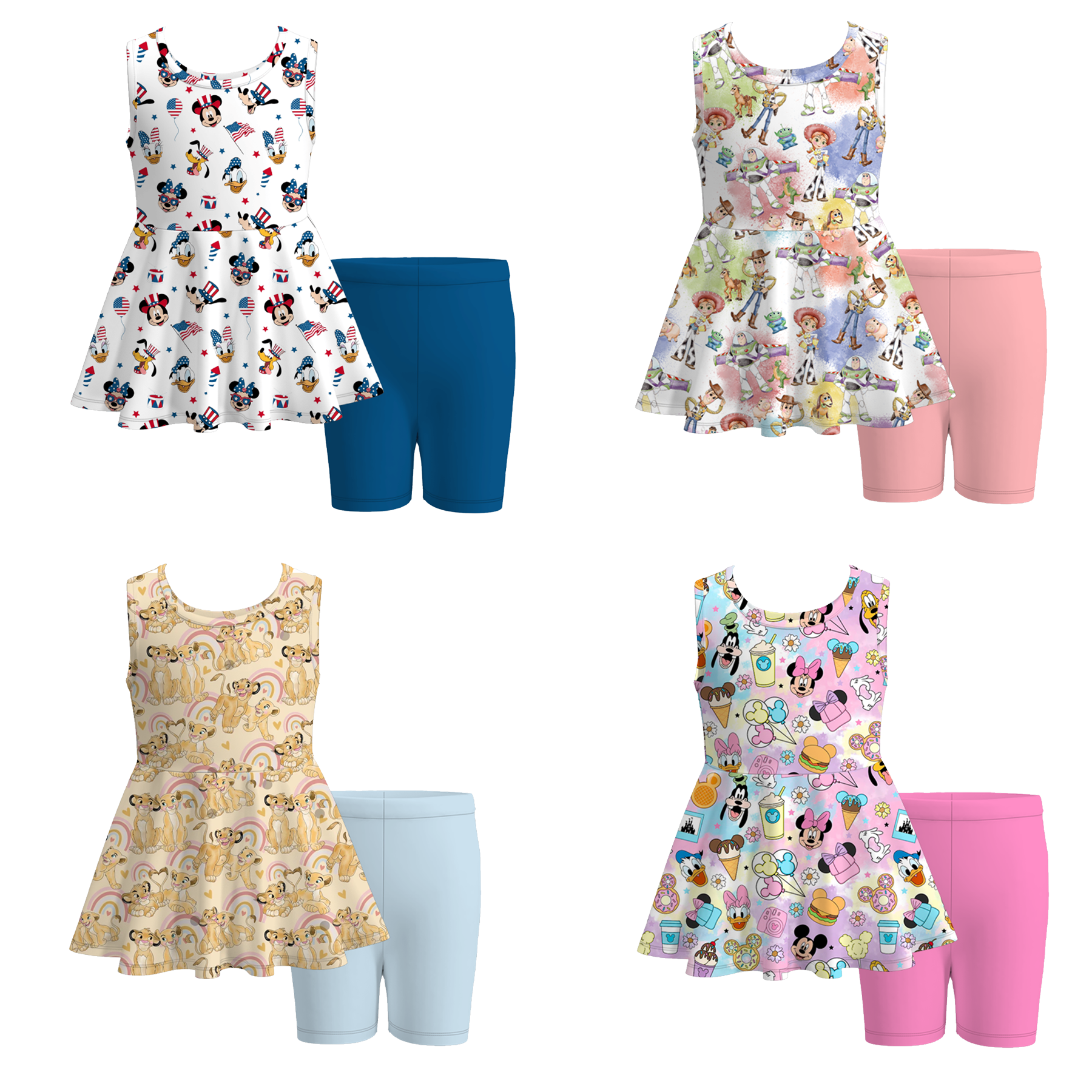 （Pre Order）Girls Spring and Summer Cartoon Print Capris Set