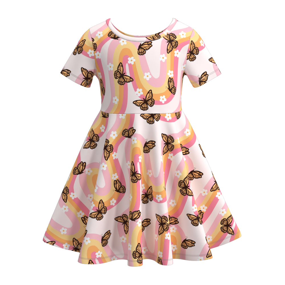 （pre Order）grils Summer Cartoon Floral Print Twirl Dress