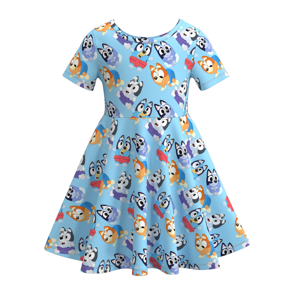 （pre Order）grils Summer Cartoon Floral Print Twirl Dress