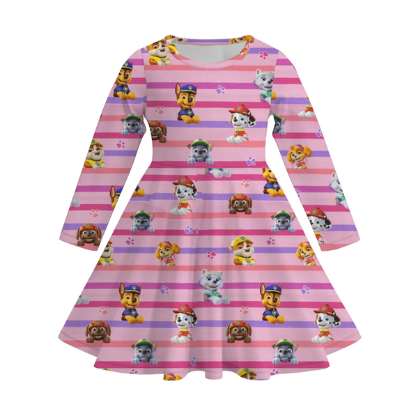 （Pre Order）Girls Cartoon Character Print Milk Silk Dress