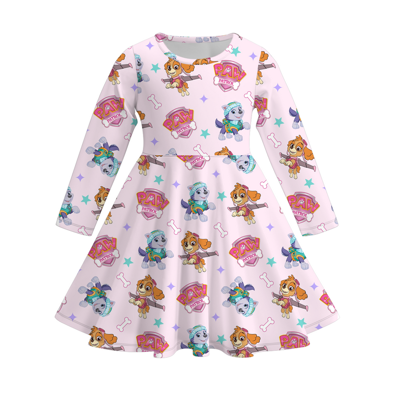 （Pre Order）Girls Cartoon Character Print Milk Silk Dress