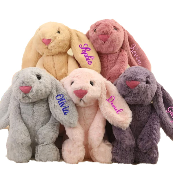 （Pre Order）Personalized Bunny Plush Toy with Embroidered Name - Custom