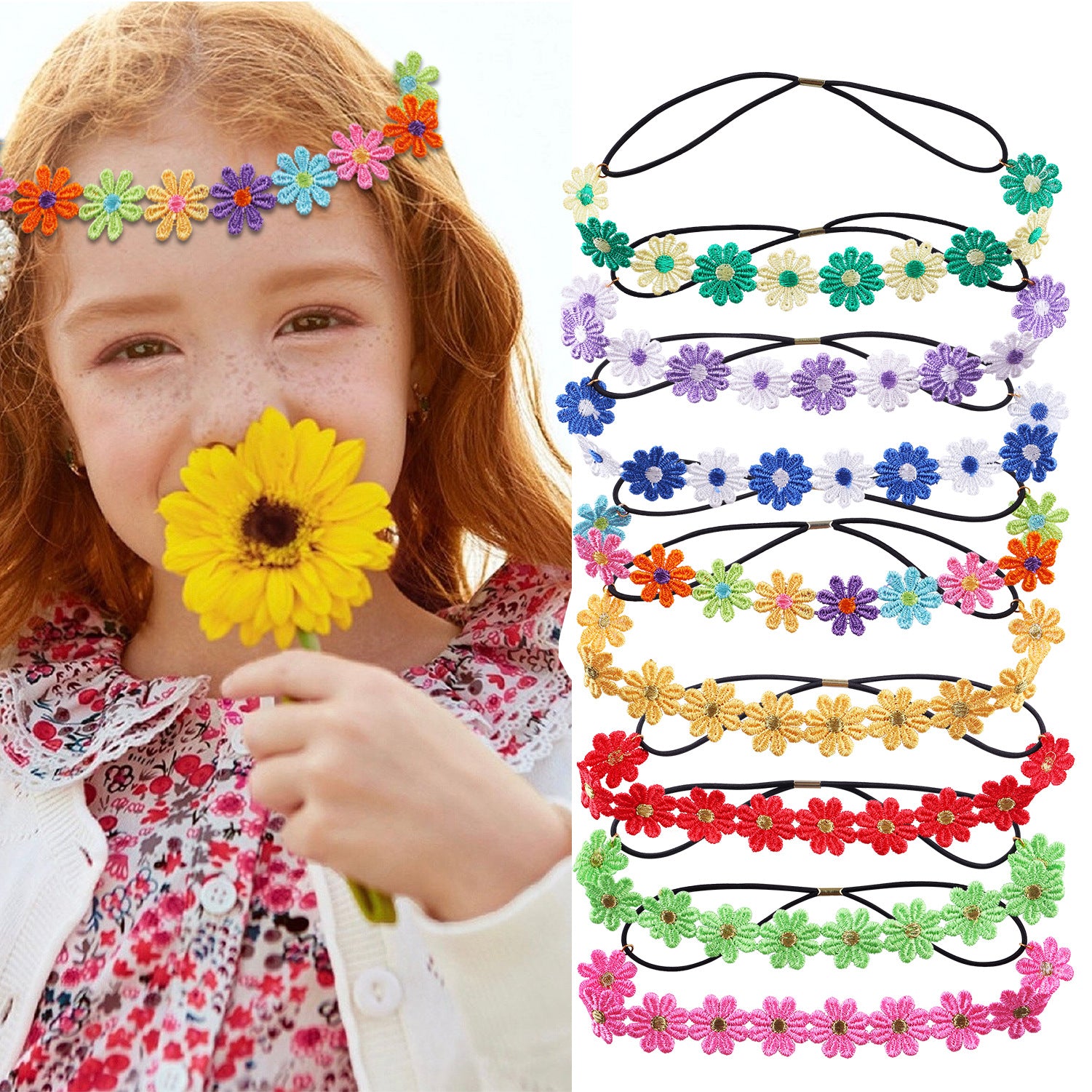 （Pre Order）Girls Summer Colorful Daisy Hair Band