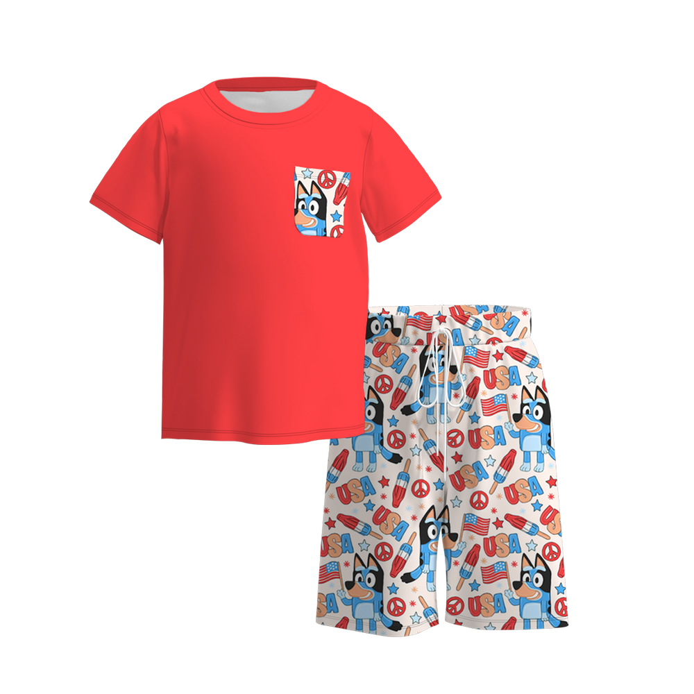（Pre Order）Boys Cartoon Character Shorts Set