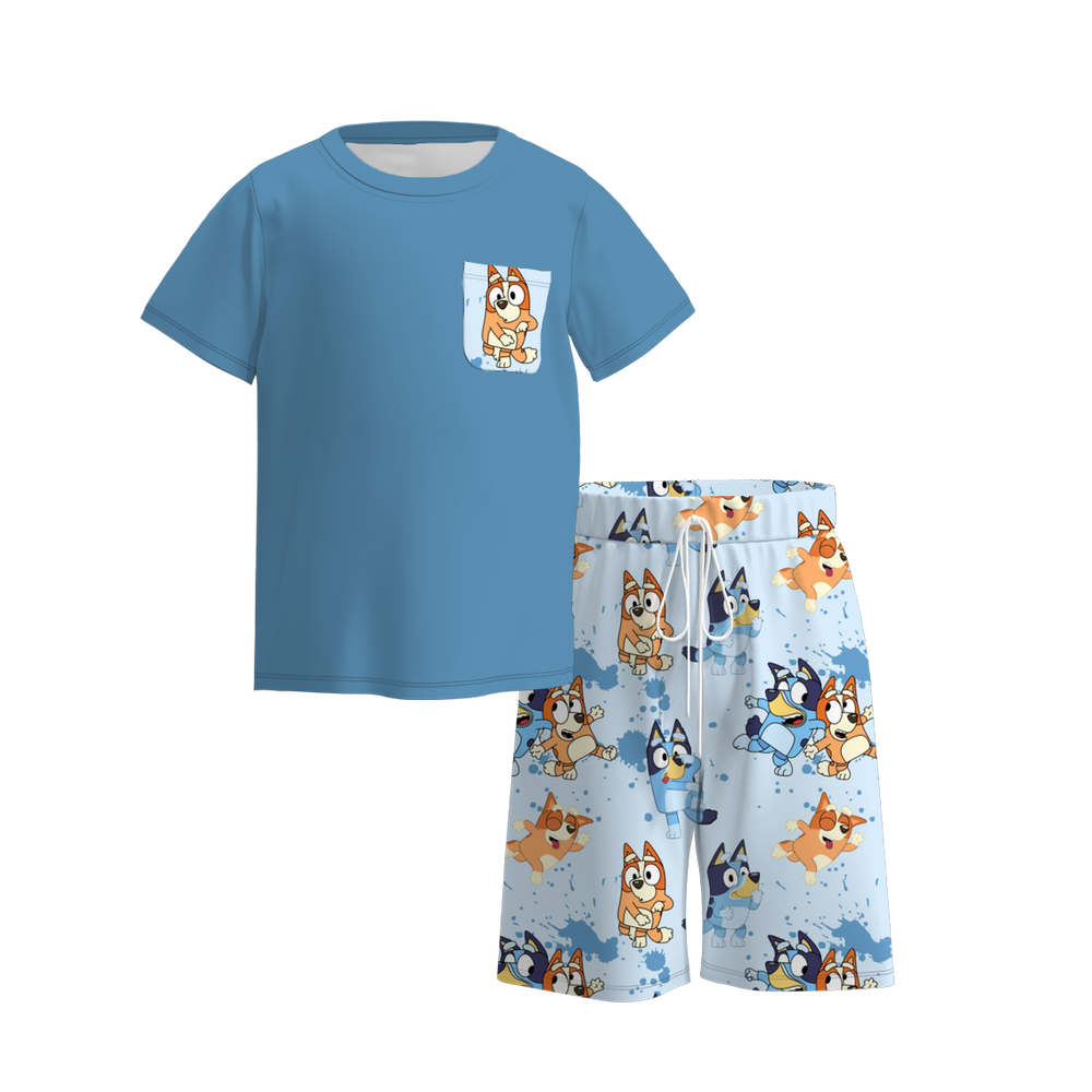 （Pre Order）Boys Cartoon Character Shorts Set