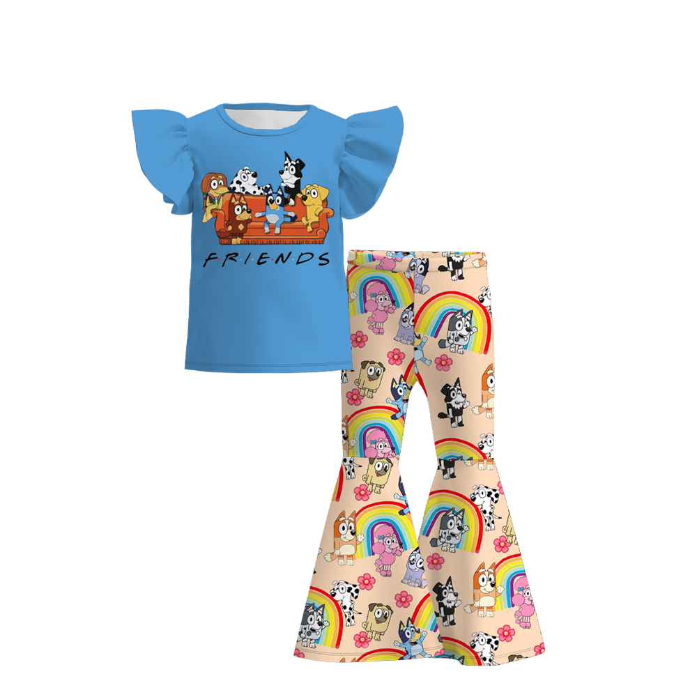 （Pre Order）Girls Cartoon Bell-bottom Pants Set