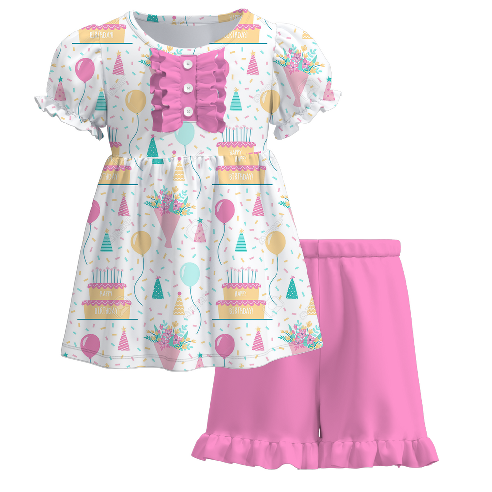 Girls Summer Ruffled Short Set