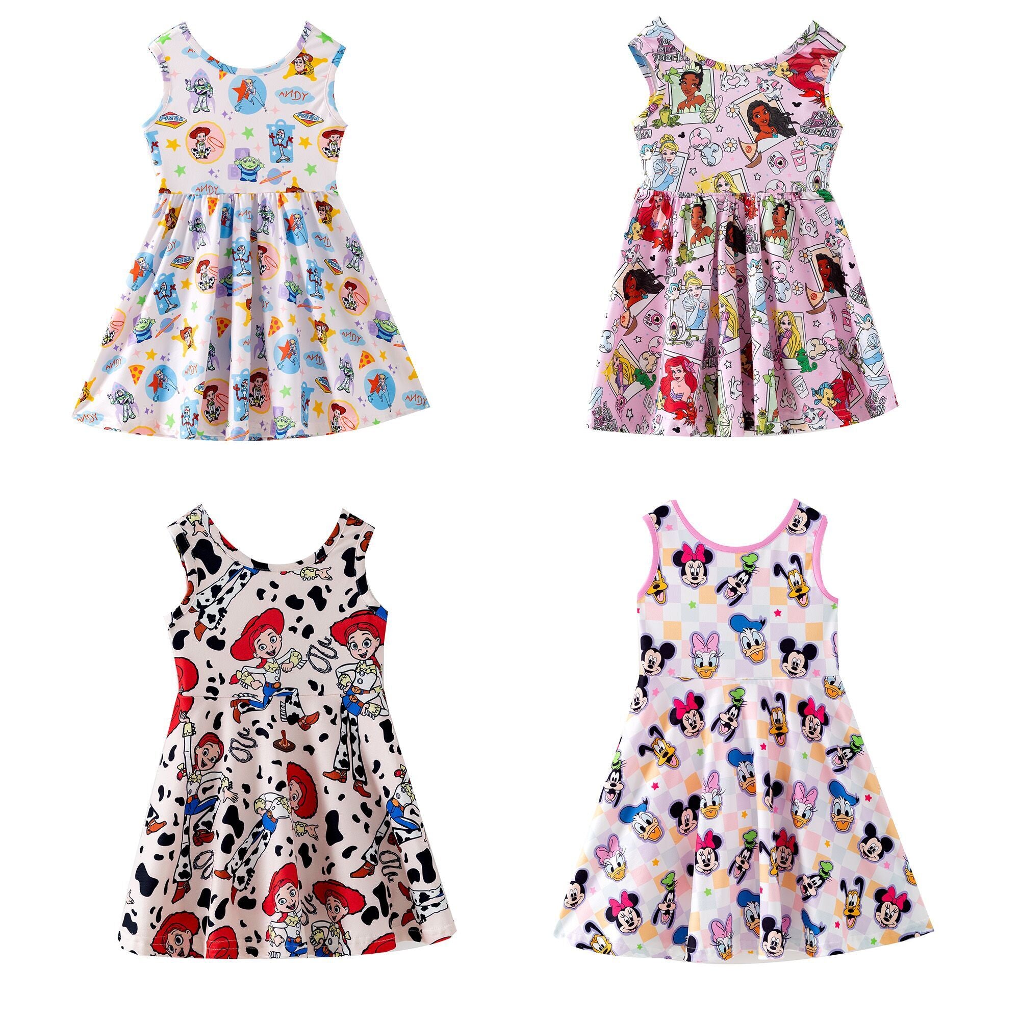 （Pre Order,Prepack Zone）Girls Spring&Summer Cartoon Print Skort Dress（