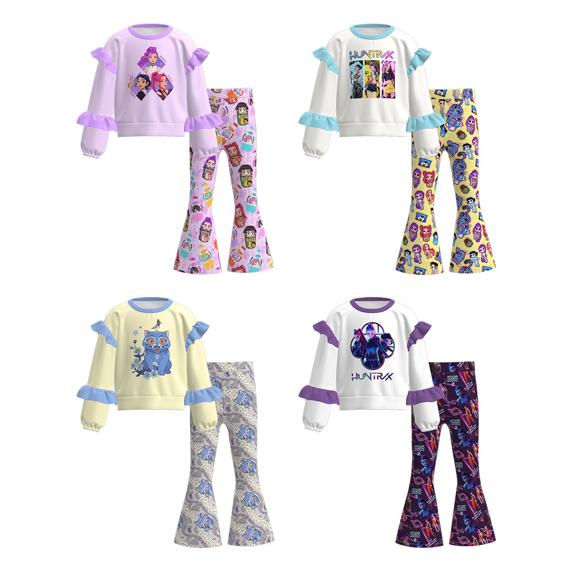 （Pre Order）Girls Spring&Summer Movie Character Print Outfit Set